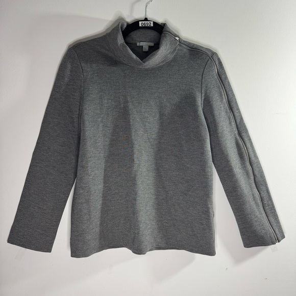 COS | Tops | Cos Funnel Neck Top Gray Exposed Zip Minimalist Long ...